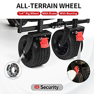 GICOOL Beach Wagon Collapsible Heavy Duty Folding Wagon Cart with Big Wheels & Brake, Large Capacity Folding Utility Wagon Cart, for Pet Sand Outdoor Camping Garden Works Shopping