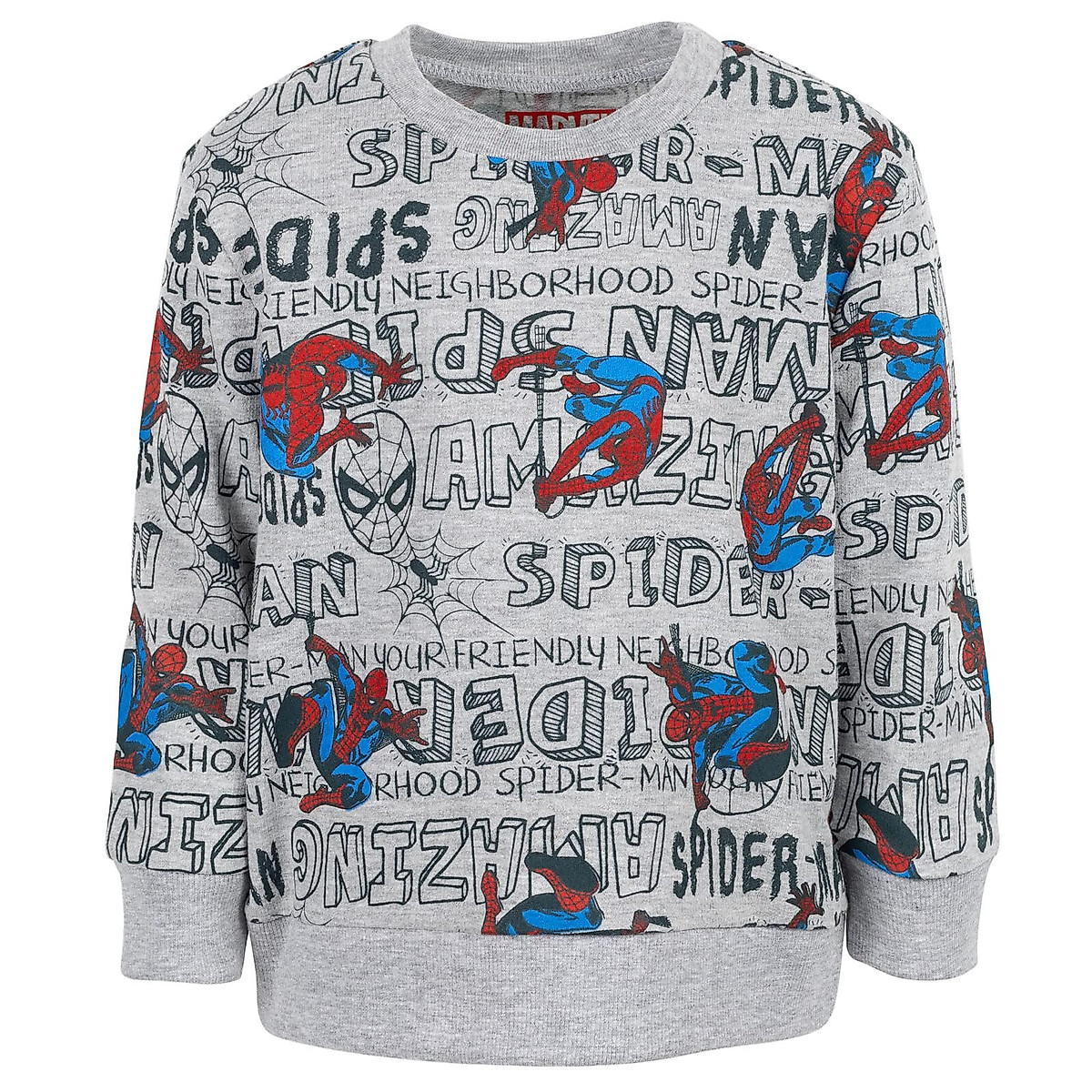 Marvel Spider-Man Little Boys French Terry Sweatshirt and Jogger Pants Set Grey Heather - Spider-Man 7-8