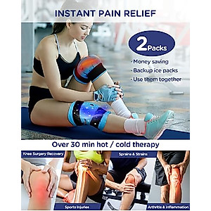 Comfytemp Large Knee Ice Pack Wrap, 2 Packs, XL Ice Pack for Knee Injuries Reusable, Gel Cold Packs Around Entire Knee After Surgery, Cold Compress for Pain Relief, Knee Replacement, FSA HSA Eligible