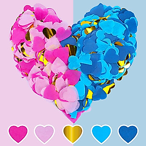 BLOOMWIN 2pcs Black Gender Reveal Balloons 36“ with Heart Confetti, Baby Boy and Girl Large Foil Balloons, Boy or Girl Gender Reveal Decorations Kit Baby Shower Pink and Blue