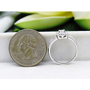 Dazzlingrock Collection 0.50 Carat (Cttw) Princess & Round Diamond Split Shank Halo Engagement Ring for Women in 14K Solid White Gold, Size 8