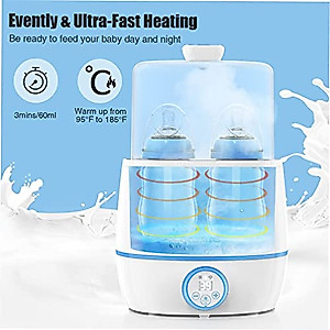 Baby Bottle - Baby Bottle Warmer: Double Bottle Warmer Fast Milk Warmer for Breastmilk feeding or Formula with Timer LCD Display Accurate Temperature Control Defrost & Keep Baby Food Heating BPA-Free