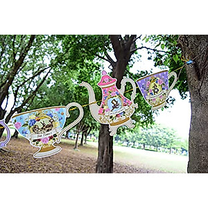 Alice In Wonderland Hanging Teapot & Tea Cup Bunting for Mad Hatter Tea Party