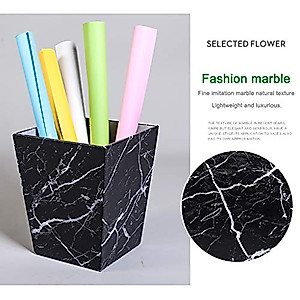Trash can Faux Leather Trash Can Waste Basket Faux White Marble Finish for Home, Kitchen Bathroom& Office (Black) Rubbish Recycle Bins (Color : Black)