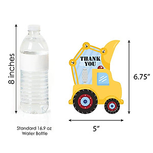 Big Dot of Happiness Construction Truck - Shaped Cards - Baby Shower or Birthday Party Thank You Note with Envelopes - Set of 12