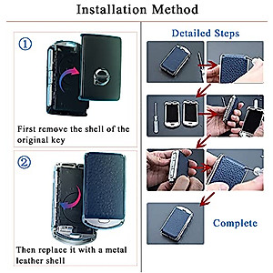 HIBEYO Key Fob Cover Case Remote Jacket Shell 20212022 for Volvo XC40 XC60 XC90 S90 V90 Car Key Fob Shell Smart Auto Key Accessories Holder Keyless Zinc Alloy Leather Full Protective Case-Black Black