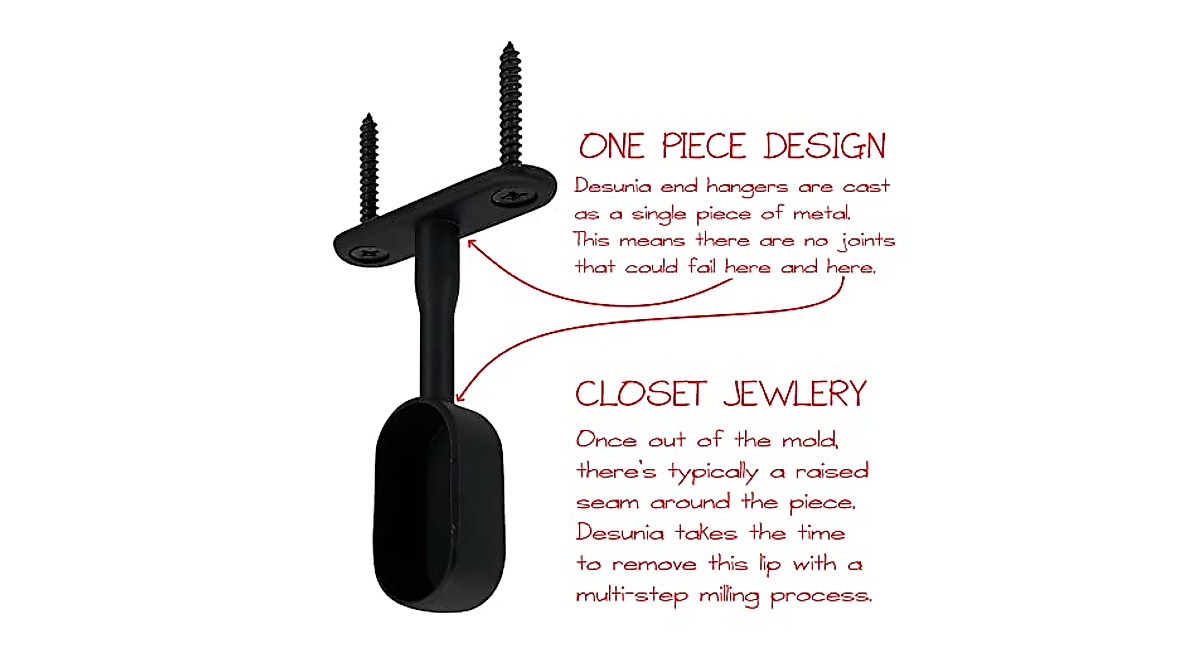 Elegant Black Oval Closet Rod Hangers - 2 Pack