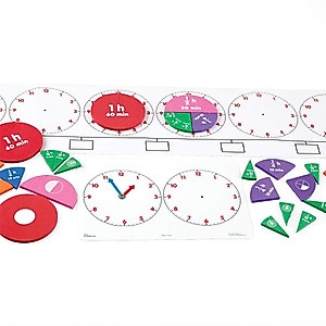 hand2mind Fraction Time Activity Set, Learn to Tell Time Fraction Manipulatives, Elapsed Time Clock, Analog Learning Clock, Telling Time Teaching Clock Activities, Manipulatives for Elementary School