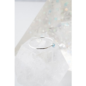 Honeycat Blue Aquamarine Crystal Point Ring in Sterling Silver Plate | Minimalist, Delicate Jewelry (Silver, 6)
