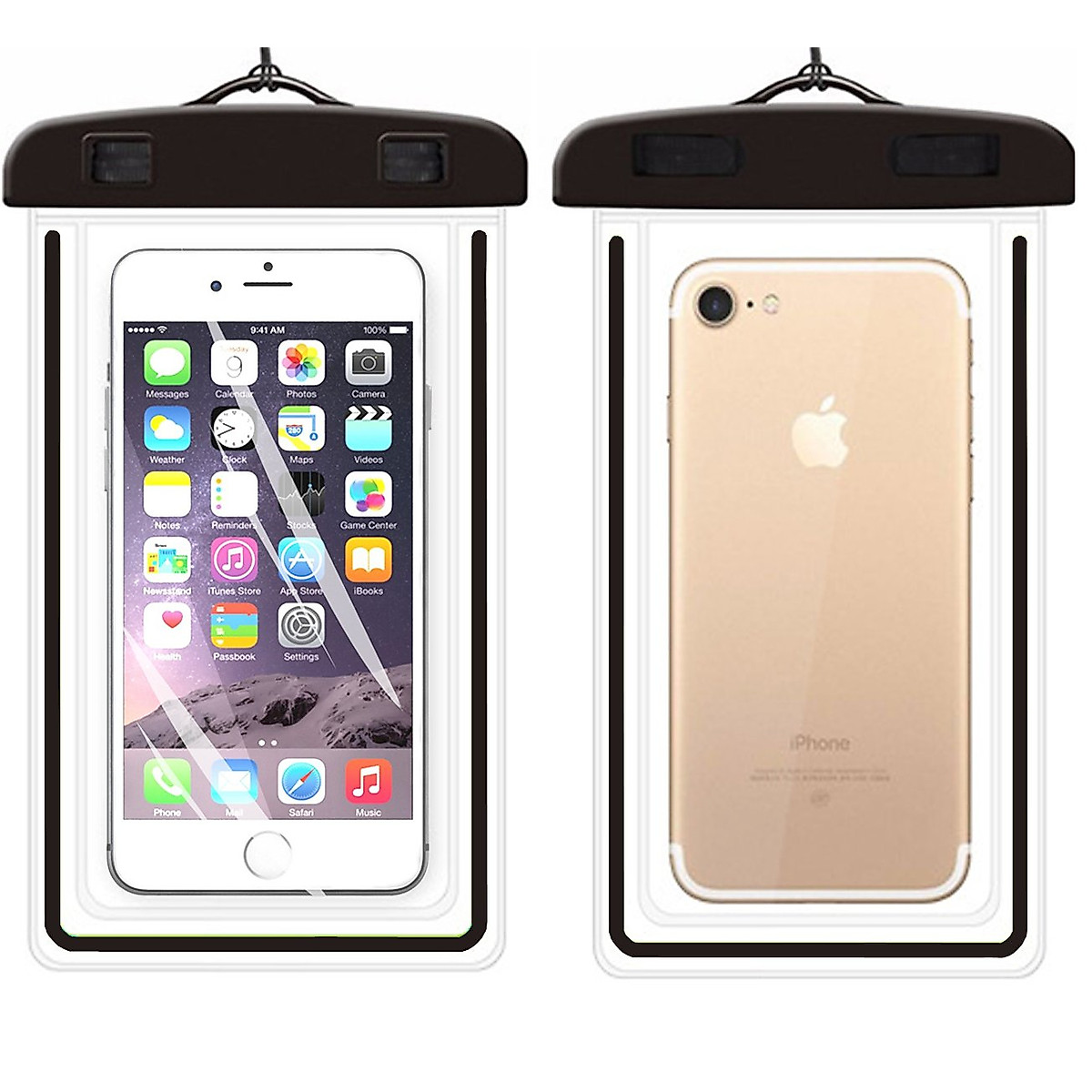 Universal Waterproof Case,iBarbe Cellphone Dry Bag Pouch Compatible with Apple iPhone XR X XS MAX 8 7 6s 6 Plus SE 5s 5c 5, Galaxy s8 s7 s6 edge, Note 5 4, LG G6 G5, diagonal Devices up to 6.5"(black)