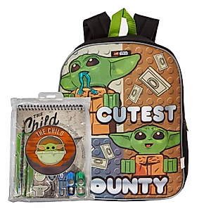 RALME Star Wars Mandalorian Baby Yoda Backpack Set for Kids with School Supplies Bundle