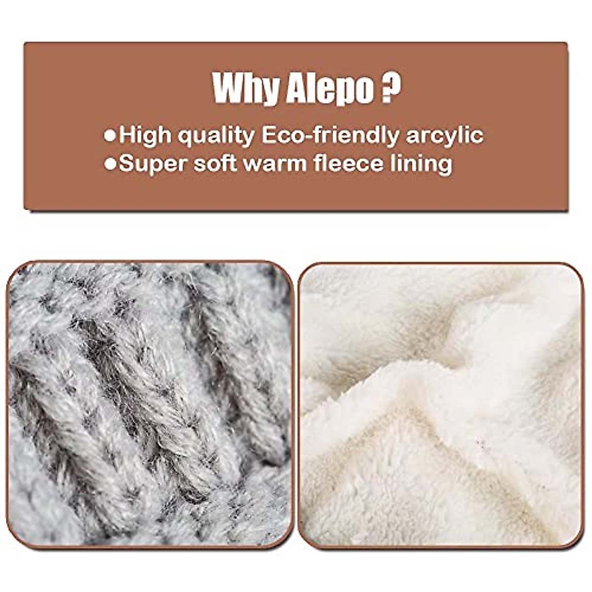 Alepo 3 Pack Baby Beanie Hats for Girls Boys, Soft Warm Fleece Lined Baby Winter Hat for Newborn Infant Toddler Kids, Cute Cozy Knitted Beanie Cap for Cold Weather-12