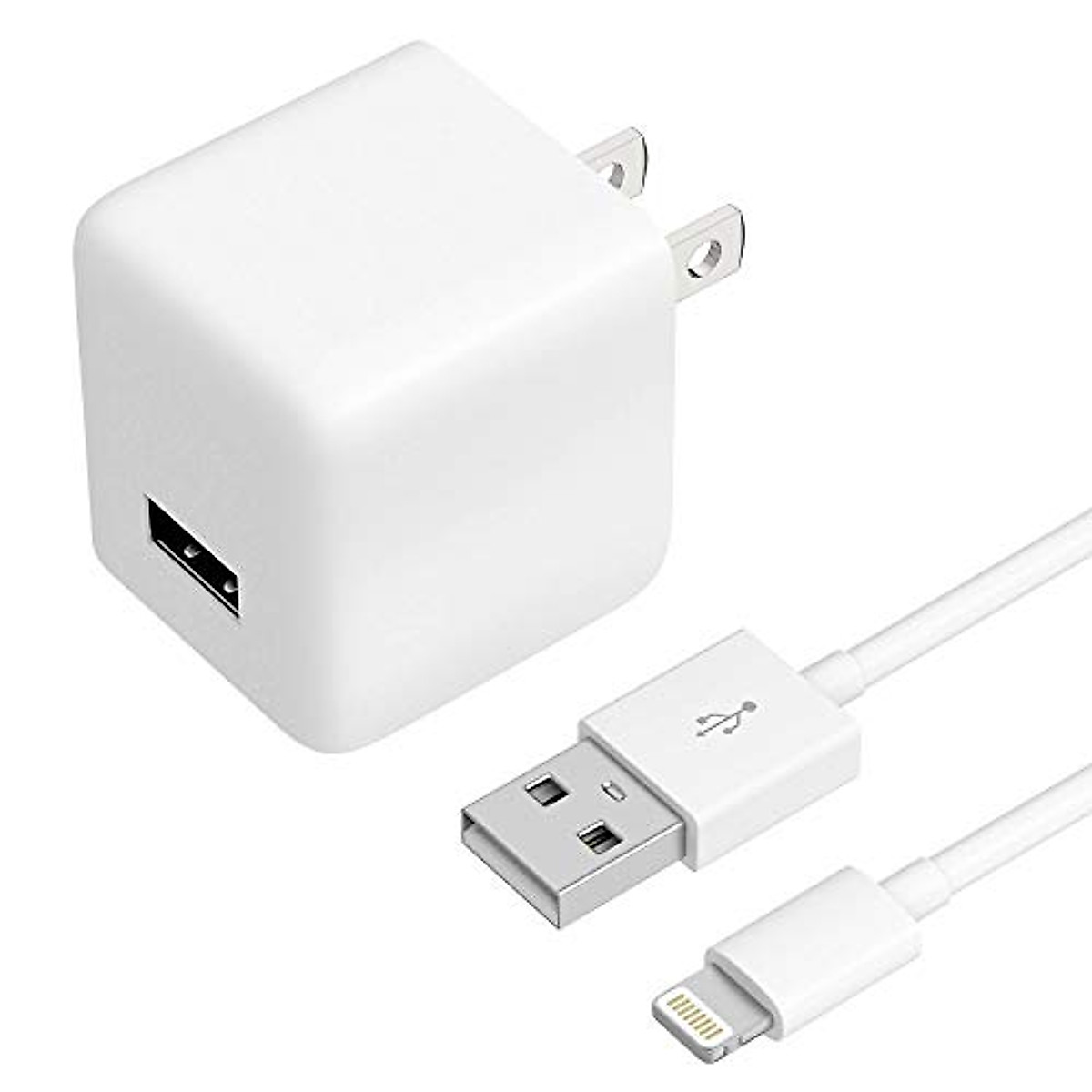 TalkWorks USB Cable Compatible w/ iPhone 14/14 Plus/14 Pro/14 Pro Max, 13/Mini/Pro/Pro Max, 12/Mini/Pro/ProMax, Phone, AirPods, iPad - 5' Lightning Cable Wall Charger Adapter - MFI Certified (White)