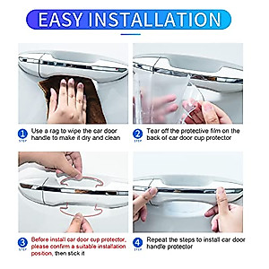 INSAUTO Car Door Handle Scratch Protector 12PCS Transparent Universal Car Door Handle Protector Accessories Clear Door Bowl Paint Protection Film Waterproof Anti-Scratch Stickers Covers