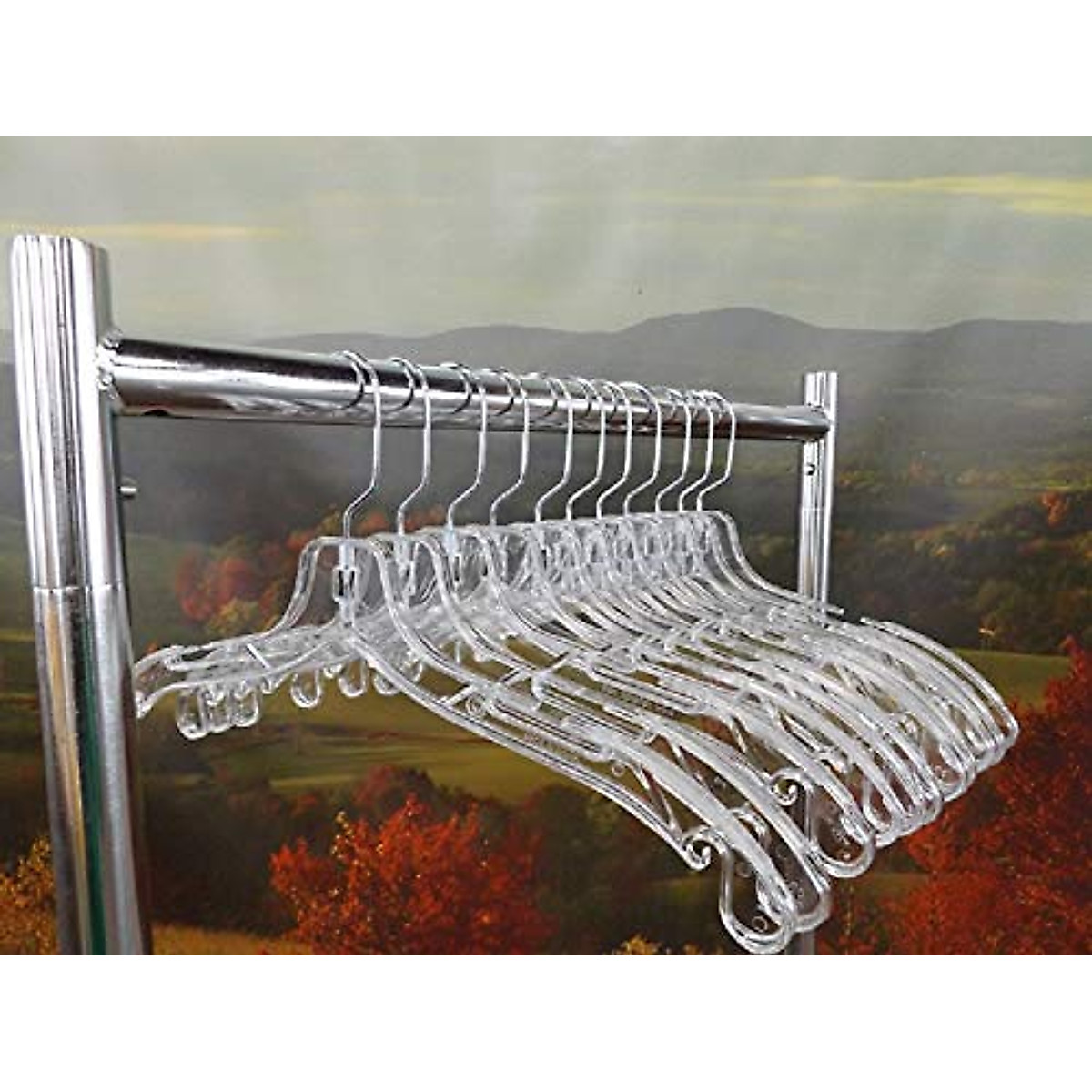 NAHANCO 505MG Plastic Shirt Hanger, Middle Heavy Weight, 17", Clear with Molded Rubber Grippers and Chrome Hook, Clear (Pack of 100)