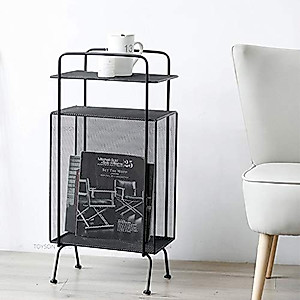 Magazine & Newspaper Baskets Magazine Rack Simple Wrought Iron Bookshelf Iron Corner Bookshelf Indoor Living Room Floor Storage Rack Multifunctional Storage Rack Display Stand Simple Bedside Table