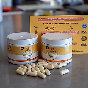 Omega-3 Fish Oil for Dogs by Pawsomely Healthy - High in EPA, DHA - Allergies, Itching, Shedding - Supports Immune System, Skin, Coat, Heart, Joints - 90 Powder Capsules