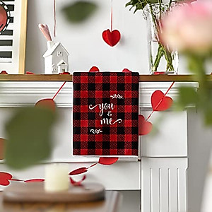 Artoid Mode Buffalo Plaid Kitchen Dish Towels, 18 x 26 Inch Seasonal Valentine's Day Anniversary Wedding Ultra Absorbent Drying Cloth Tea Towels for Cooking Baking Set of 4