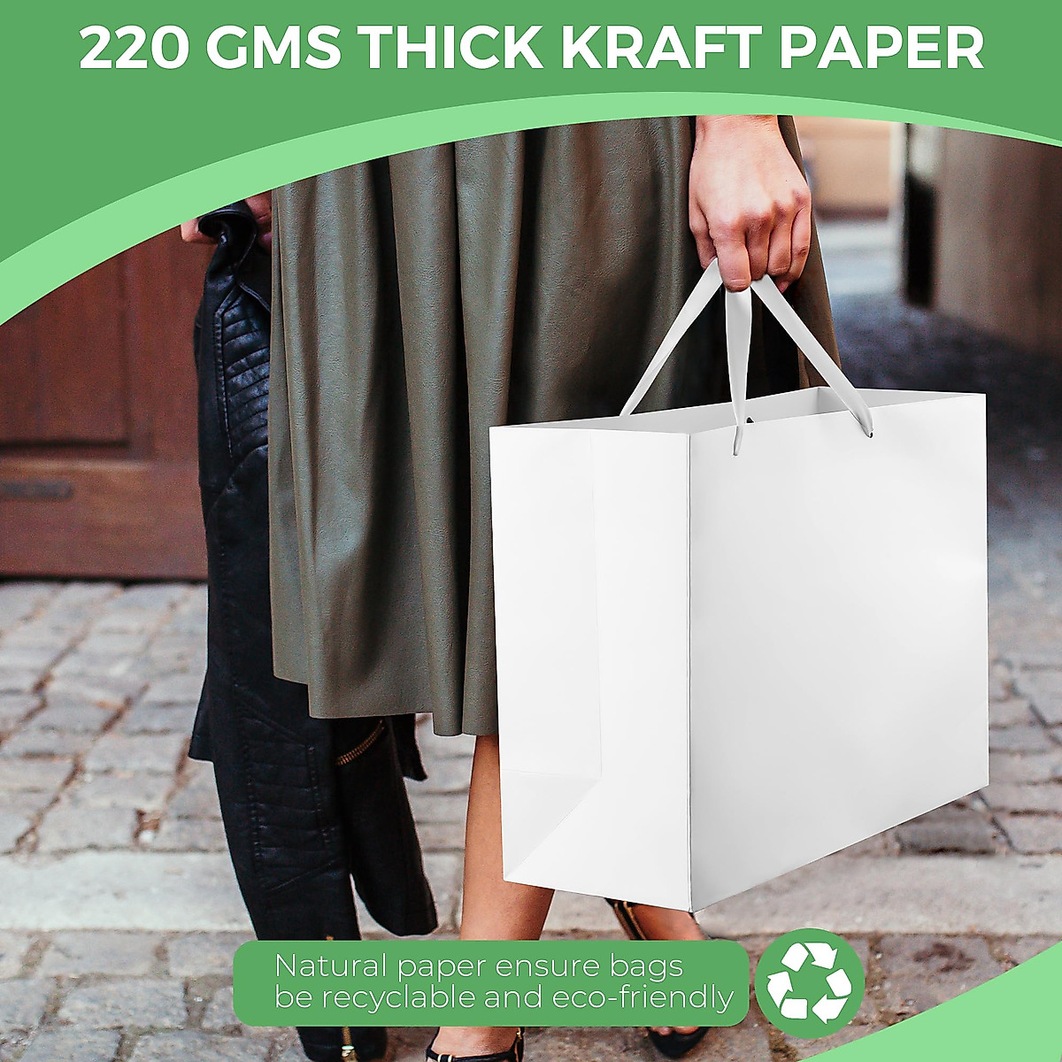 MOXARYSU White Gift Bags With Handles: 16x6x12 Inch 3pcs Extra Large White Paper Gags Bulk For Party Shopping Birthday Wedding