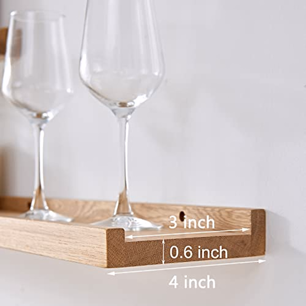 Long Floating Shelf 36 Inch Natural Wood Shelves Set of 2, Rustic Display Books Picture Ledge Shelf for Wall Mounted, Natural Solid Oak Wood Shelf, Easy to Install, Natural Color, 36 *4 *1.5