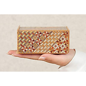 Hakone Yosegi 10 Steps, Japanese Puzzle Box, Wooden Puzzle Box, Brain-Teaser Box, prepaid Debit Cards, Secret Box, Hidden compartments for Children and Adults, Comes with a Gift Box (5in)