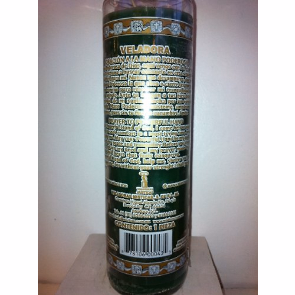 Most Powerful Hand (Mano Poderosa) 7 Day Unscented Green Candle in Glass