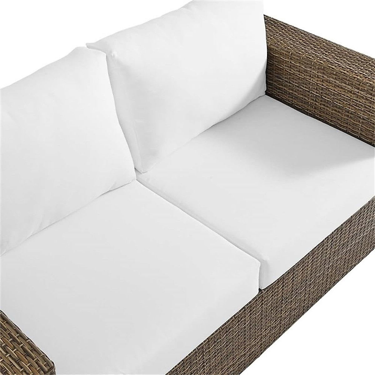 Modway Convene Outdoor Synthetic Rattan Loveseat in Cappuccino/White