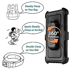 Holster Case for Samsung Galaxy A12 with Swivel Belt Clip, Built-in Screen Protector Heavy Duty Full Body Protection Shockproof Kickstand Cover for Outdoor Sports (Samsung A12)