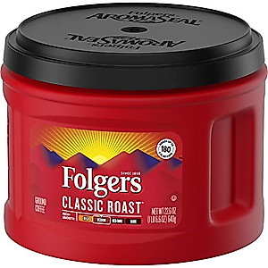 Folgers Classic Roast Medium Roast Ground Coffee, 22.6 Ounces (Pack of 3)