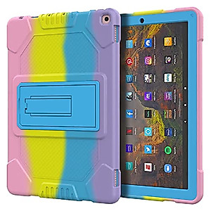 SZYCD Fire HD 10 / Fire HD 10 Plus Tablet Case (11th Generation 2021 Release), Heavy Duty Shockproof Rugged Drop Proof Tablet Case w/Kickstand, PC+TPU Dual-Layer Defense (Purple)