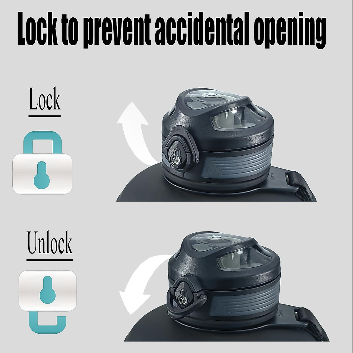 POPOACTI Sports Water Bottle, 63 Oz/1800mL, Leak Proof BPA Free Travel Outdoor For Men Women (Gradient_Black)