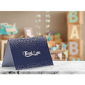 Banana Basics Thank You Cards Bulk Set w/Envelopes (72-Pack) Blank Note Cards 4 x 6 | Navy Blue With Silver Foil Stamping, | Perfect For Wedding, Bridal Shower, Baby Shower, Business, Graduation,
