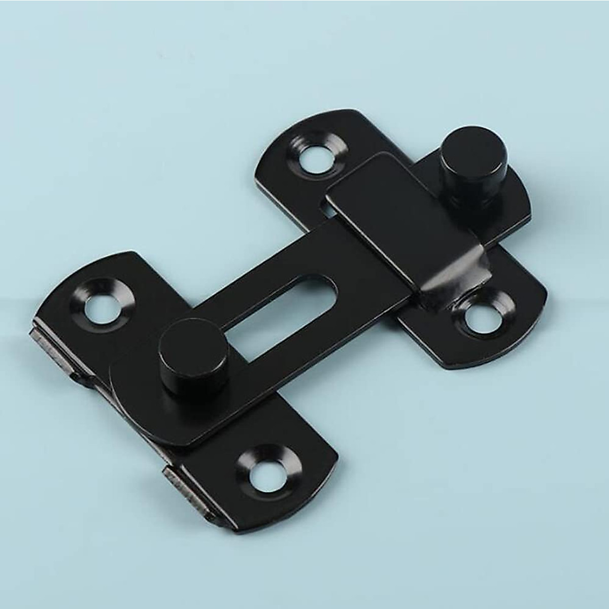 KAFENDA 2 Pack Small Stainless Steel Door Lock Flip Lock Safety Door Bolt Lock, Door Holder Latch (Black)