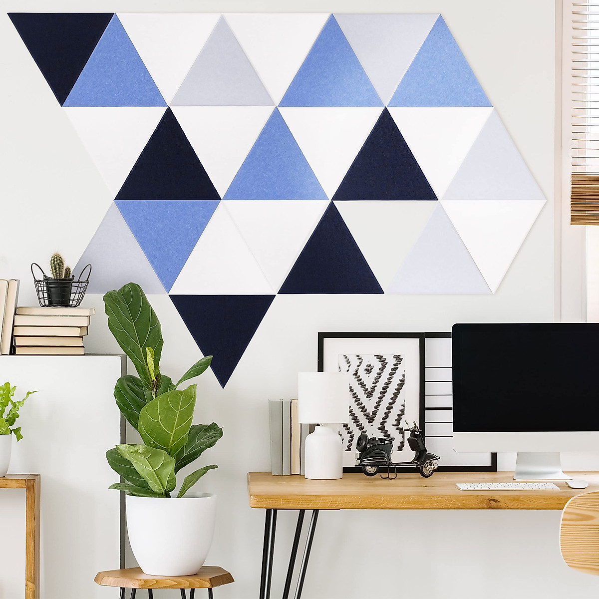 PHATWOLF 6 Pack Triangle Acoustic Panels for Soundproofing & Sound Dampening, High Density Decorative Sound Absorbing Panel for Wall, Home, Office & Studio Acoustic Treatment (Sky Blue)