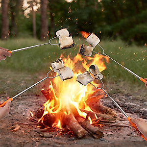 UNCO- Marshmallow Roasting Sticks, 10Pack, 45”, Extendable Stainless Steel Smores Sticks, Campfire Sticks, Marshmallow Sticks, Hot Dog Sticks for Campfire, Roasting Sticks for Fire Pit, Smores Skewers