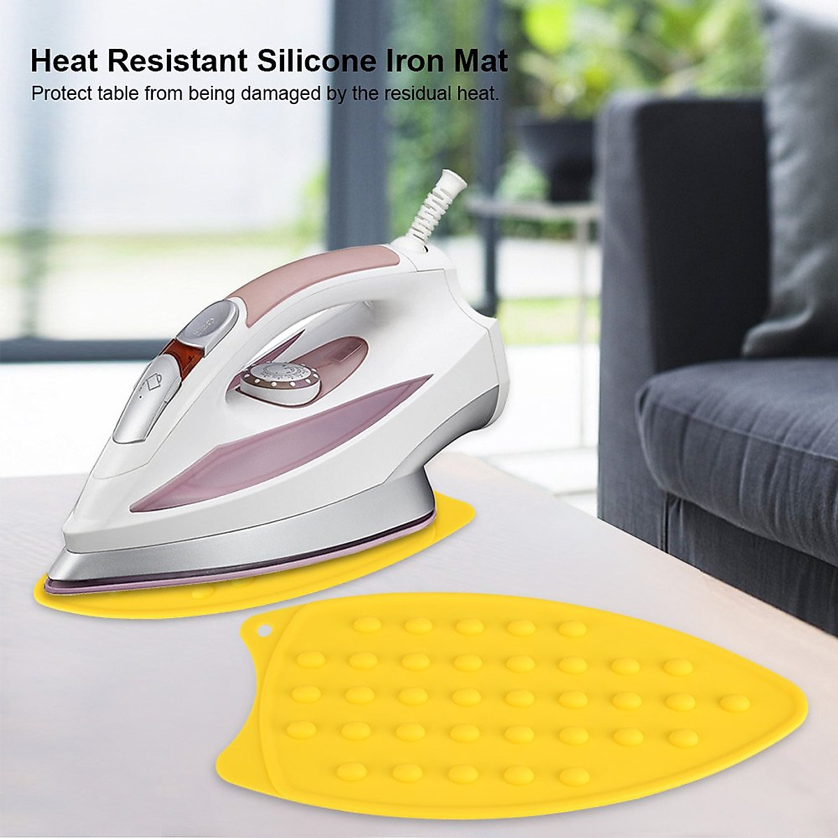Silicone Anti Slip Iron Rest Pad, Iron Rest for Ironing Board Portable Ironing Stand for Travel and Mini Quilting Iron Use Hot Safety Ironing Rest Pad (yellow)