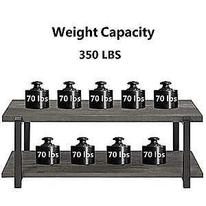 EXCEFUR Shoe Bench, Industrial Entryway Bench with Storage, Rustic Wood and Metal Shoe Rack Bench Seat, Grey