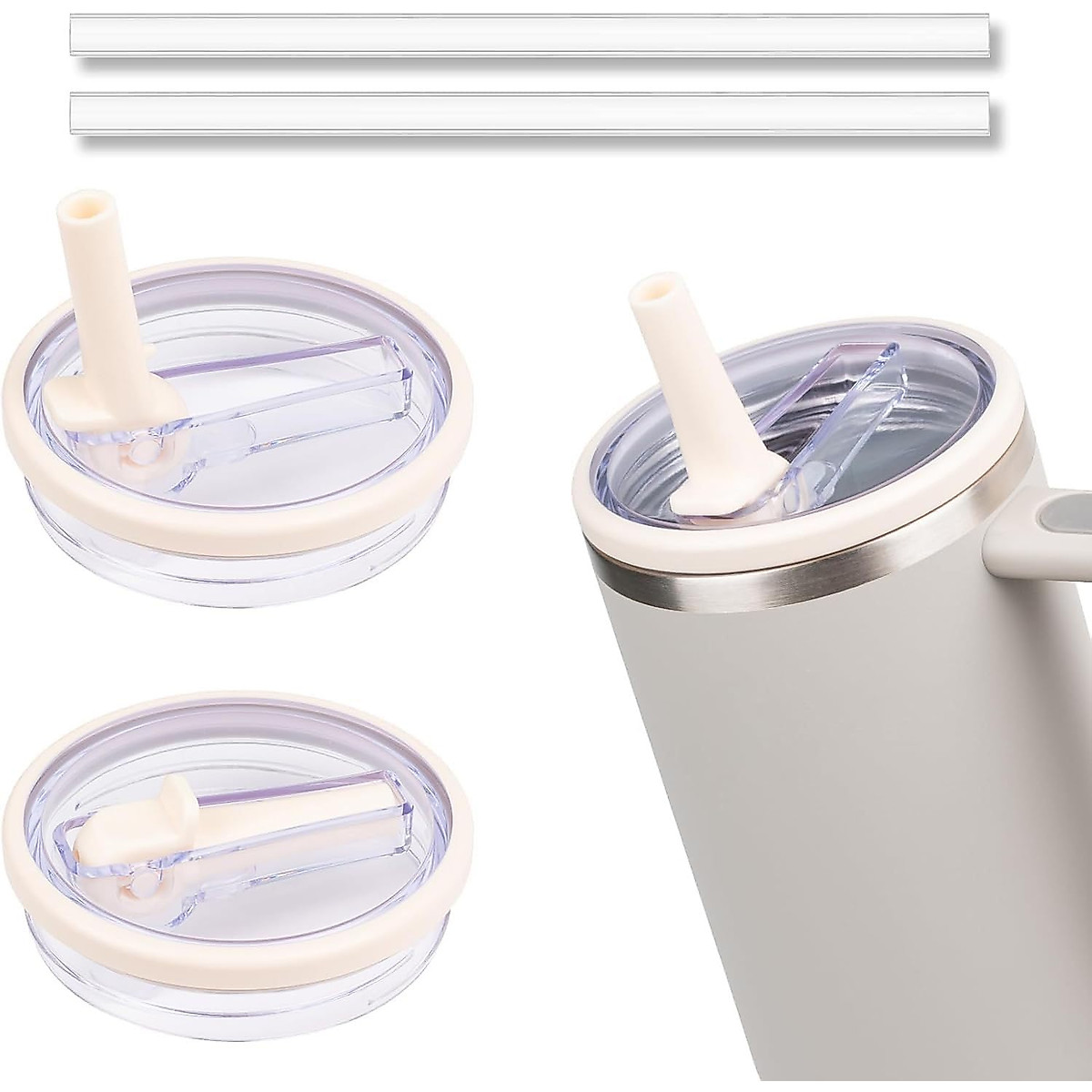 2-pc 40 ounce drum cover replacement for Stanley Cup, Stanley leak proof cover, straw cover replacement for Stanley Cup, and reusable drum cover for Stanley Cup (white*2)