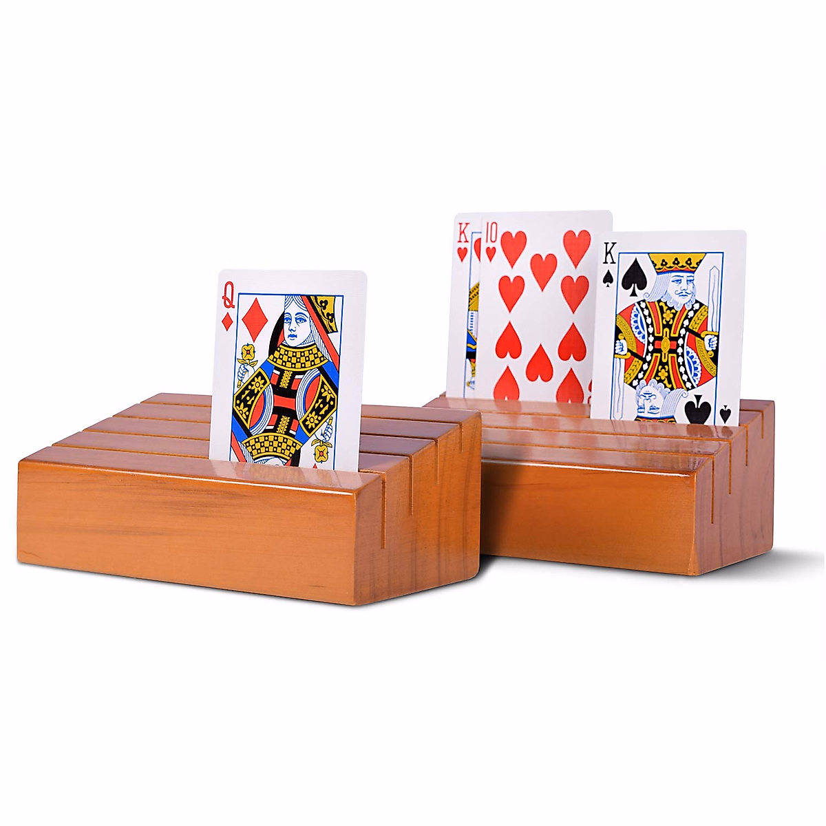 RNK Gaming Card Holders for Playing Cards Set of 2 Wooden Cardholder for Kids, Adults, & Seniors