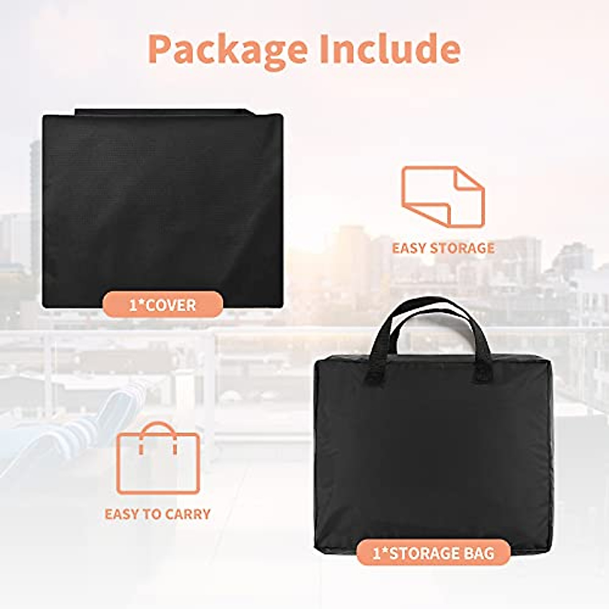 UMINEUX Outdoor Waterproof Patio Furniture Covers,420D Oxford Polyester Black Rectangular Sectional Furniture Set Covers with Windproof Buckles Air Vents (90" L x64 W x 28" H)