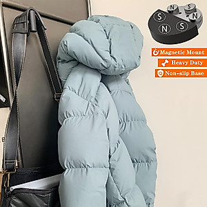 MUTUACTOR Storage Hook, 4 Packs Heavy Duty Magnetic Hooks with Rubber Coating, Stainless Steel, for Hanging Coats, Hats, Bags, Keychains on Kitchen, Garage, Classroom, Bathroom etc.