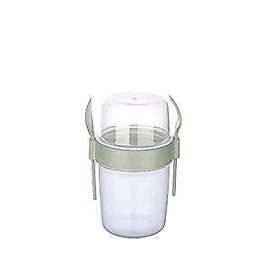 GanoOne On the Go Cups, Take and Go Cup with Topping Cereal or Oatmeal Container, Portable Lux Cereal To-Go Container with Top Lid Granola & Fruit Compartment (Grey)