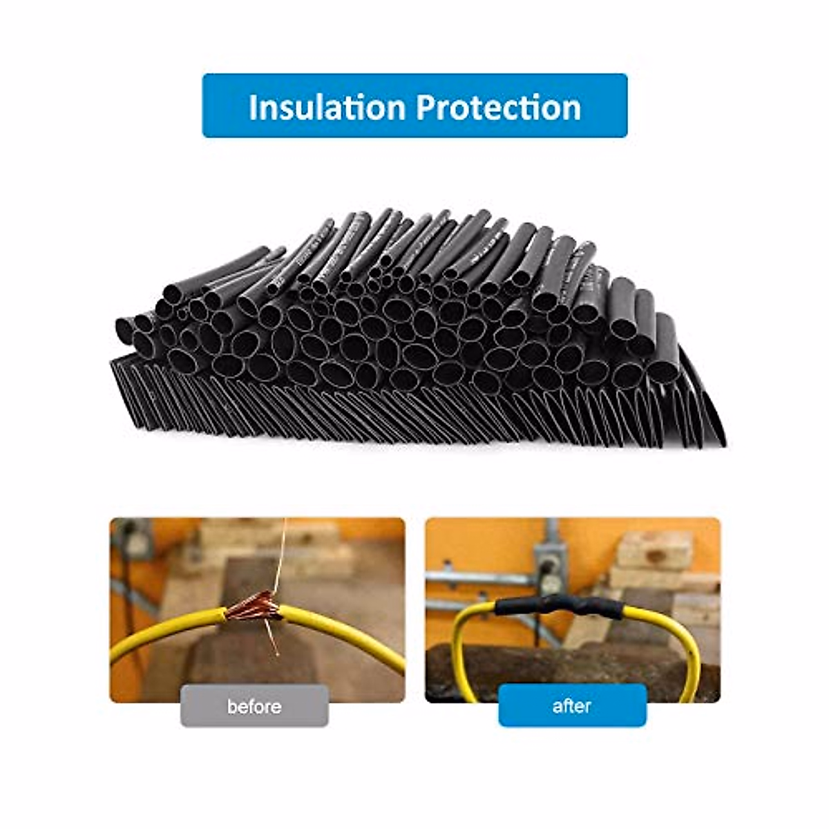650pcs Heat Shrink Tubing Black innhom Heat Shrink Tube Wire Shrink Wrap UL Approved Ratio 2:1 Electrical Cable Wire Kit Set Long Lasting Insulation Protection, Safe and Easy, Eco-Friendly Material