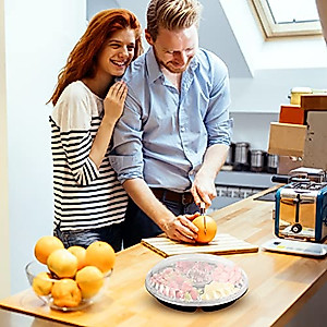 JiaUfmi 12 Pieces Round Appetizer Serving Trays with Lids 10 Inches Veggie Fruit Trays Disposable Food Storage Containers 6 Divided Compartments Serving Containers Veggie Trays for Party (Black)