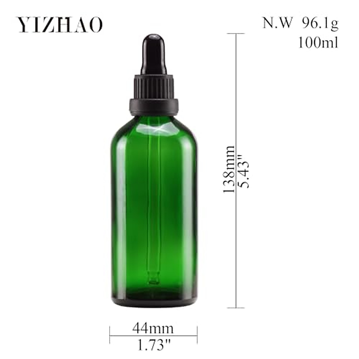 YIZHAO Green Glass Dropper Bottle 4oz, Tincture Bottles with Glass Dropper, for Essential Oils, Aromatherapy, Cosmetic, Laboratory, Pharmacy, Liquids, Travel –4 Pcs