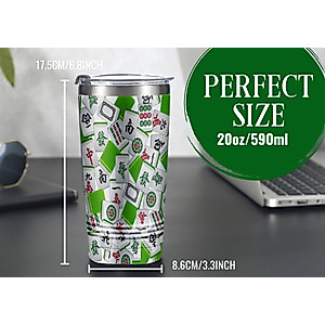 Onebttl Mahjong Gifts for Women/Men, Funny Gifts for Mahjong Lovers, 20oz (590ml) Insulated Stainless Steel Cup, Birthday, Christmas -White