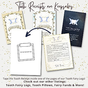 20 Moments of Tooth | 20 Tooth Fairy Receipt Cards and 1 Tooth Fairy Bag | Tooth Fairy Certificate Keepsake for Kids (Light Gold, 4.25x5.5 in)
