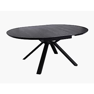 Acanva Extension Oval/Round Dining Table for 6, Expandable Butterfly Leaf & Sturdy Base, Suit for Kitchen, Living Room & Apartment, 51.2”W(+19.7”) x 51.2”D x 30.1”H, Black
