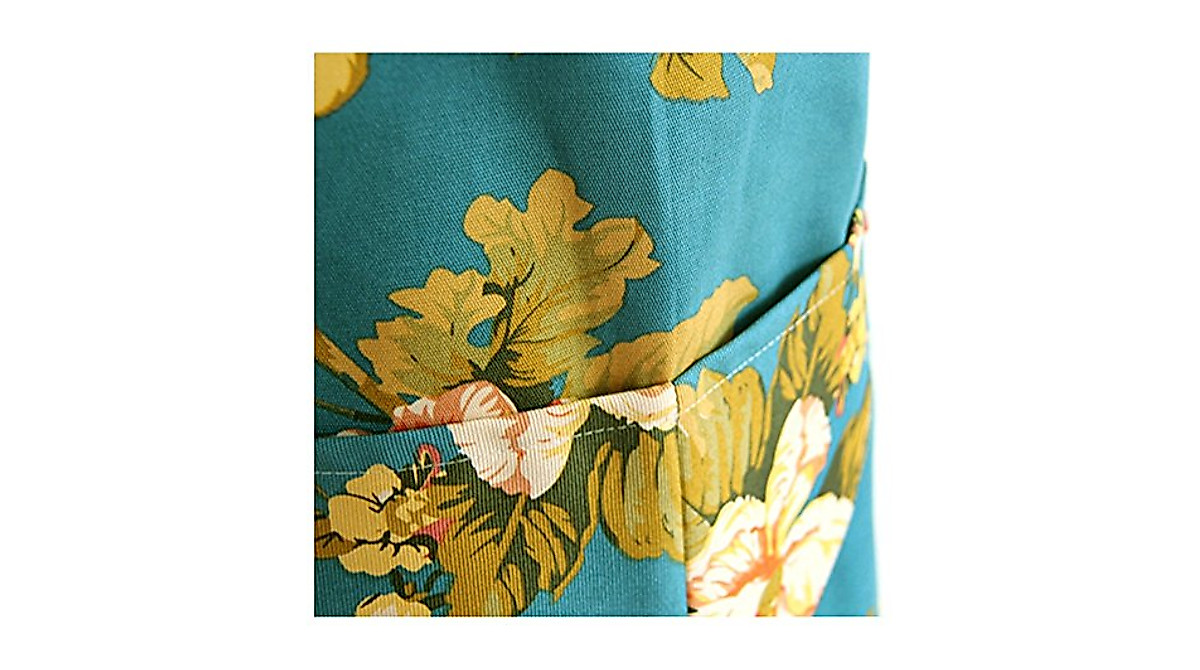Stylish Light Blue Flower Chef's Apron - Full Length & Functional