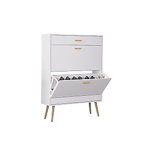 Shoe Cabinet,16 Pair Shoe Rack Storage Organizer with 2 Flip Drawers,White Entryway Shoe Storage Cabinet for Heels, Boots, Slippers (White) (White)